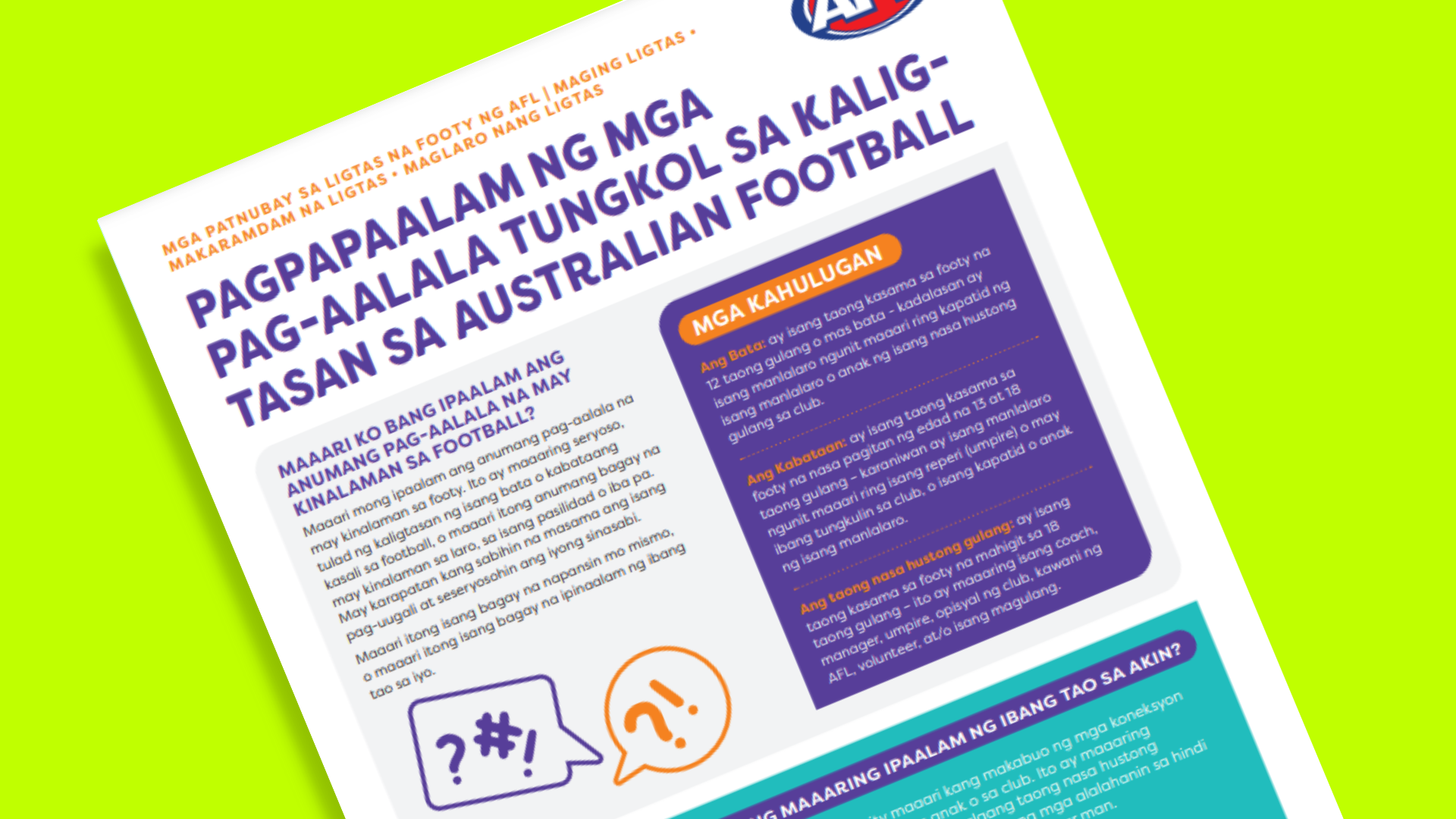 Translated - Raising Safety Concerns - Tagalog - Play AFL