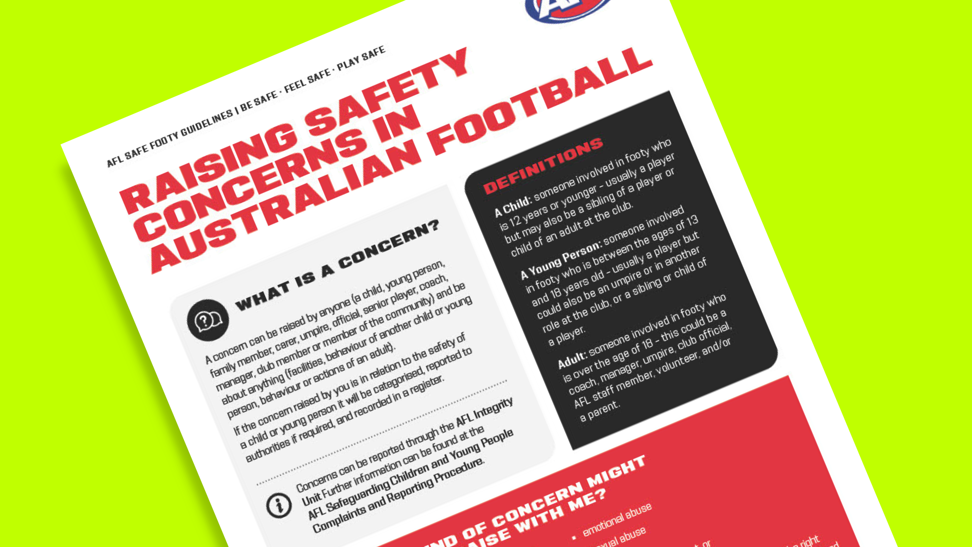 Raising Safety Concerns Play Afl