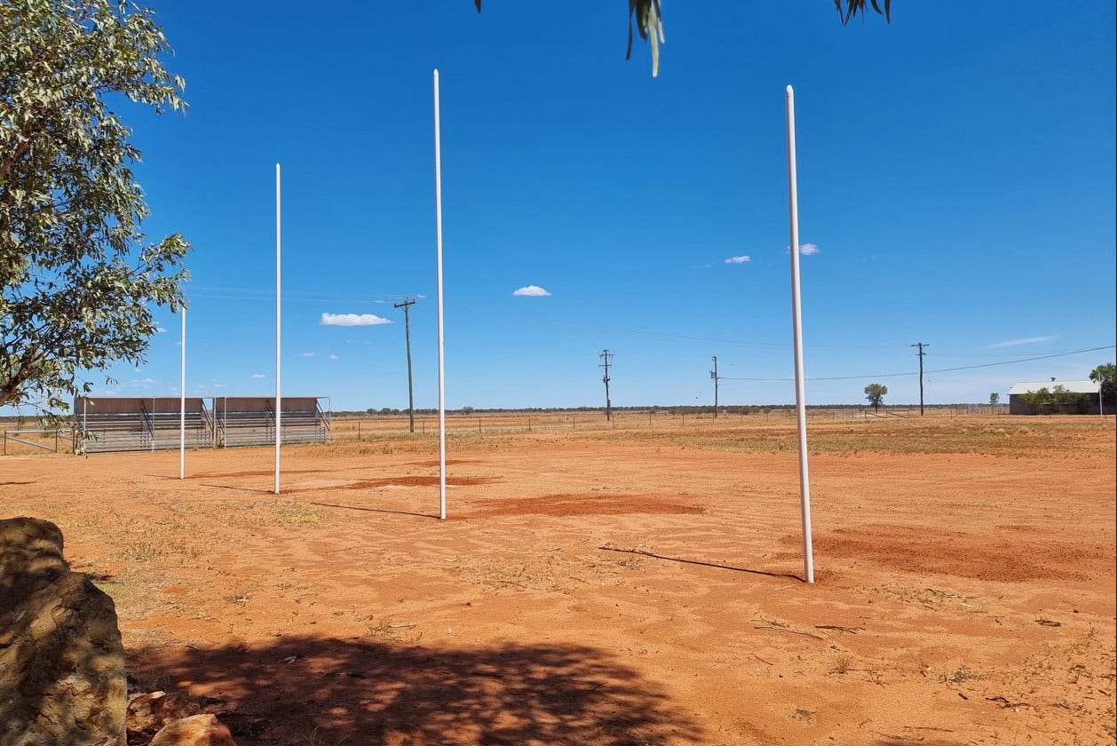 Goal posts installed at Jundah State School in Outback Queensland ...