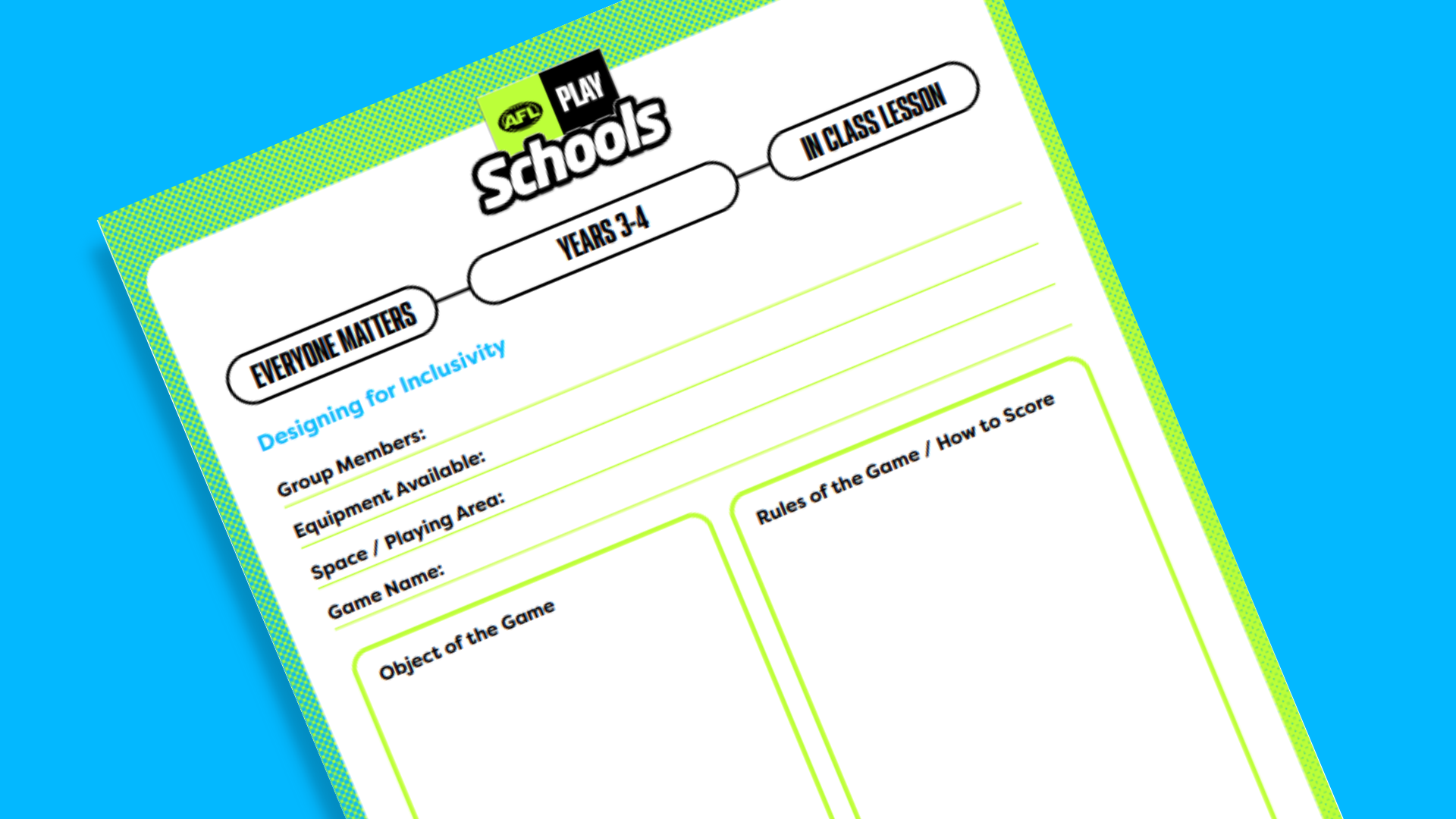 Design an Inclusive Game! (National) - Stage 2 - Play AFL