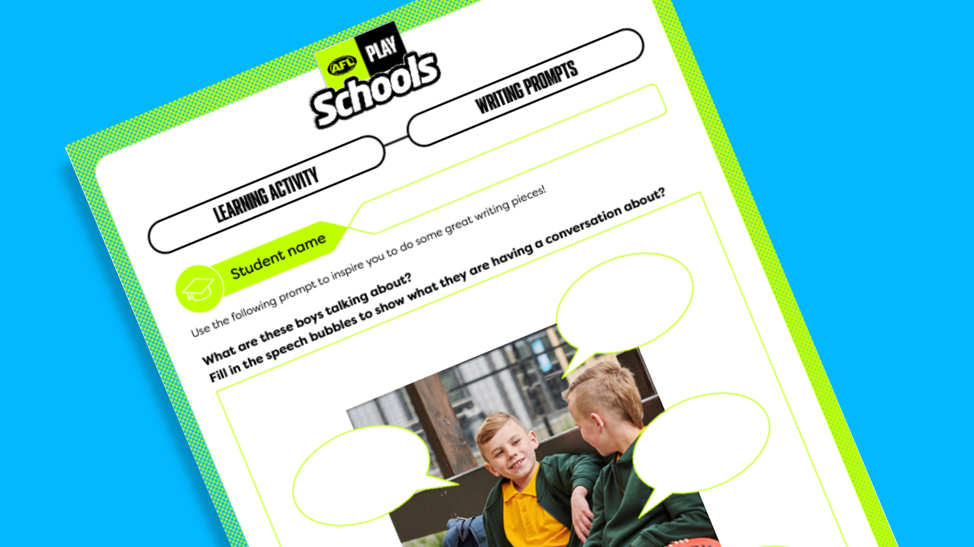 Creative Writing: Speech Bubbles - Stage 2 - Play AFL