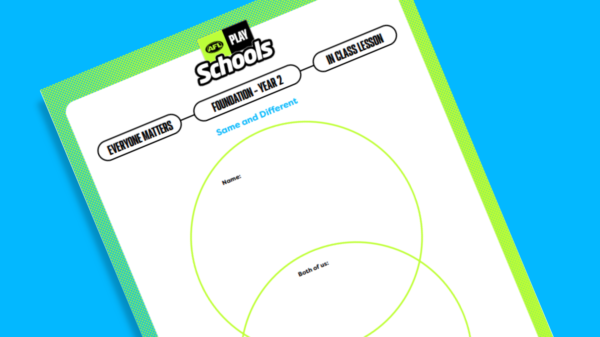 Same or Different - Venn Diagram Activity (National) - Stage 1 - Play AFL