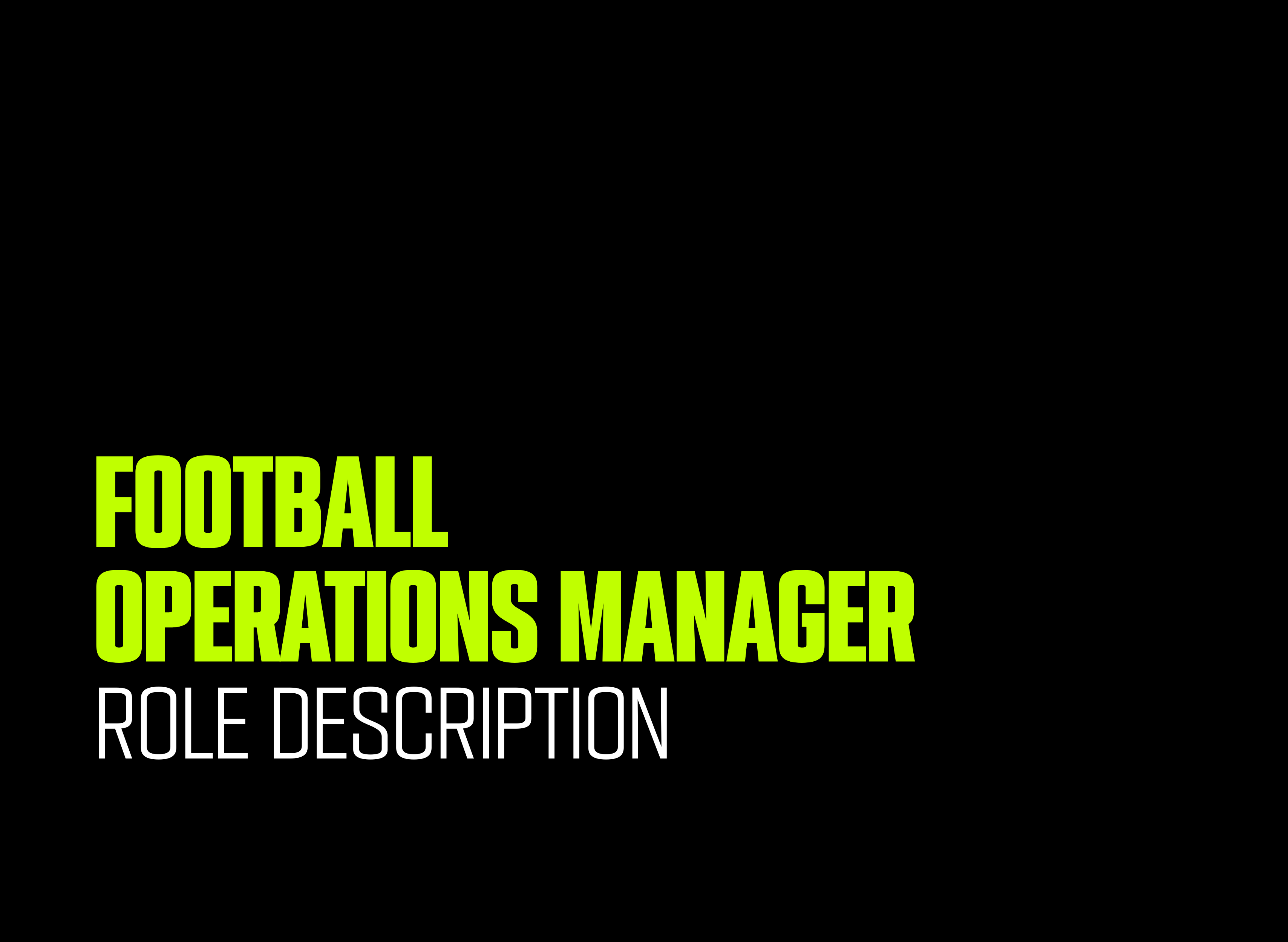 Football Operations Manager Role Description - Play AFL