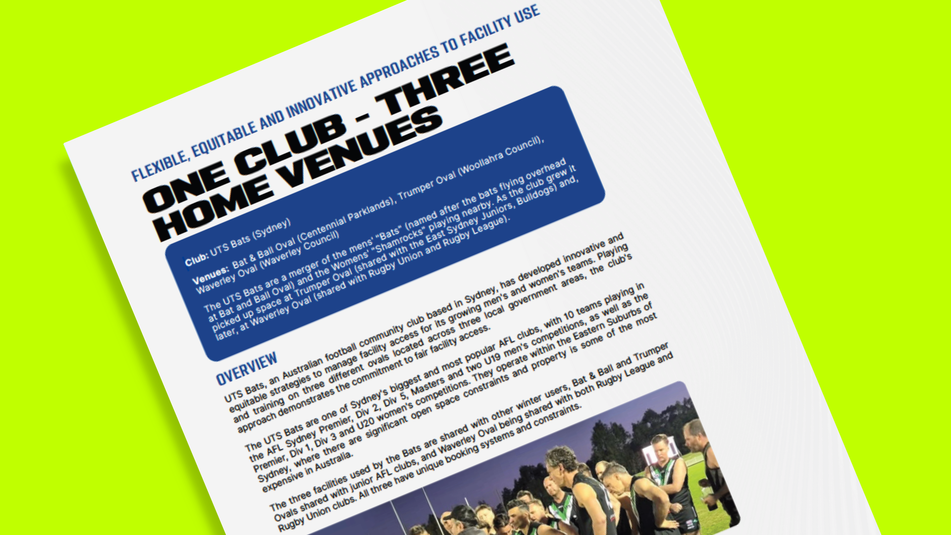 UTS Bats - One Home Three Venues - Play AFL
