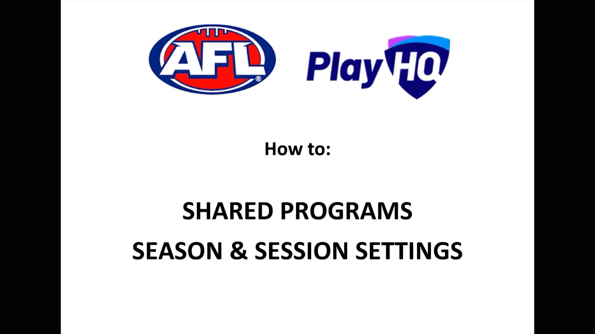 Shared Programs - Season & Session Settings - Play AFL