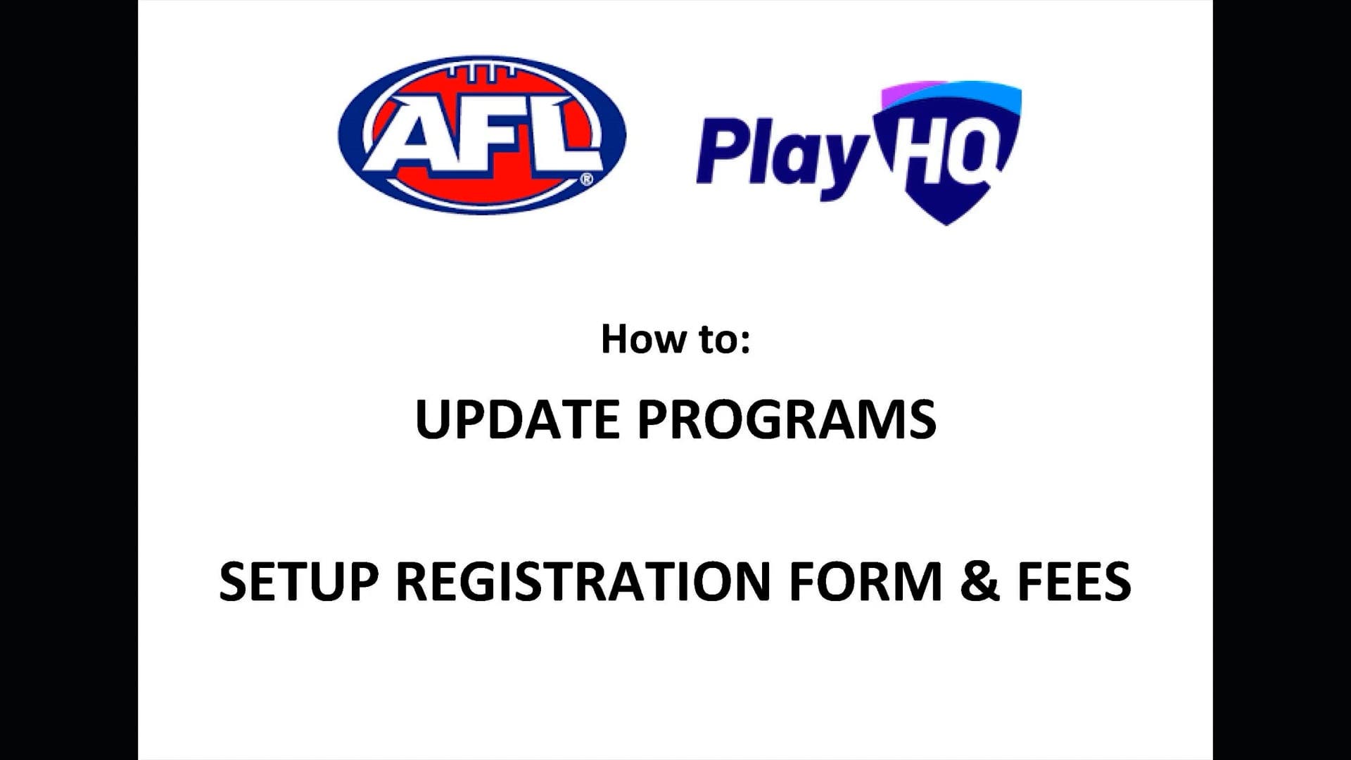 PlayHQ - Update Programs - Setup Registration Form & Fees - Play AFL